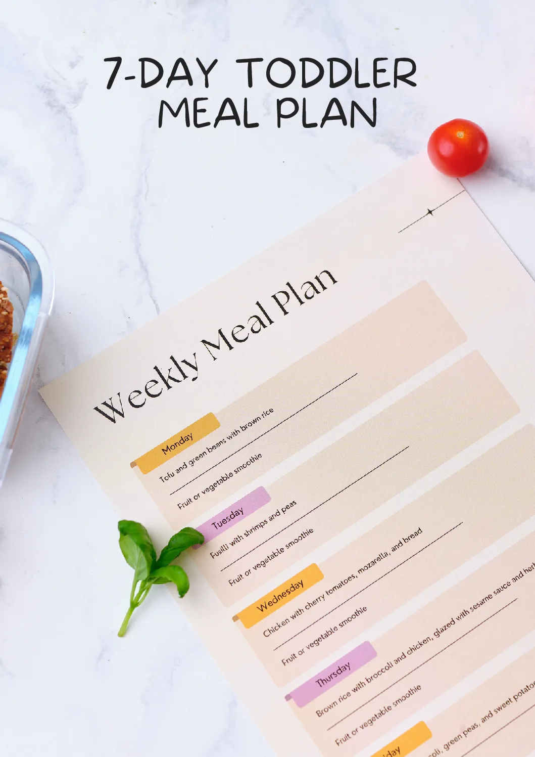 7-Day Toddler Meal Plan | The Biting Truth